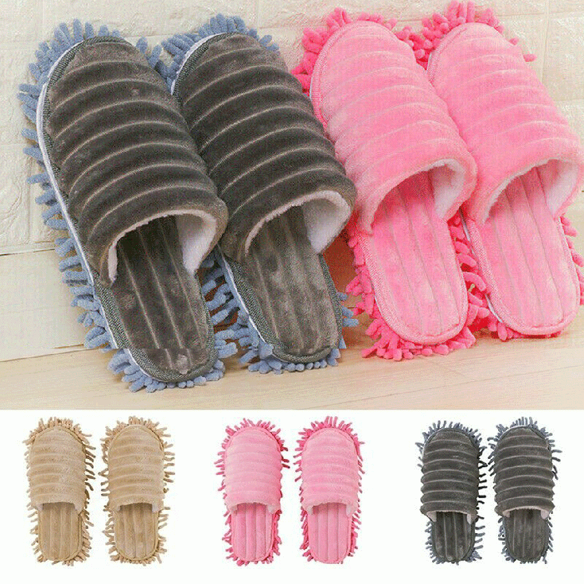 Premium Plush Mop Slippers with Detachable, Washable Bottoms for Easy ...