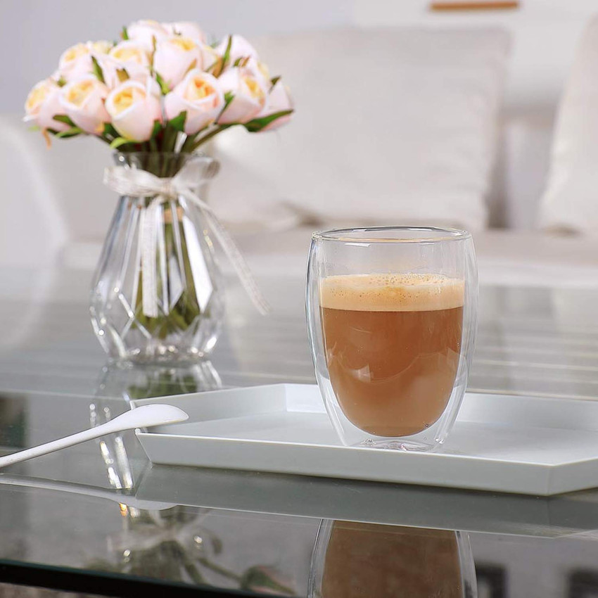 Double layer glass cup