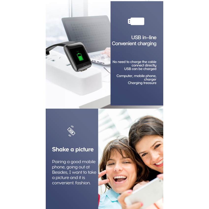 D13 Smart Bracelet Fitness Tracker Heart Rate Blood Pressure Monitor ...