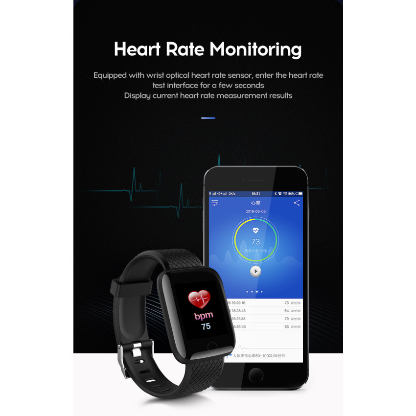 D13 Smart Bracelet Fitness Tracker Heart Rate Blood Pressure Monitor ...