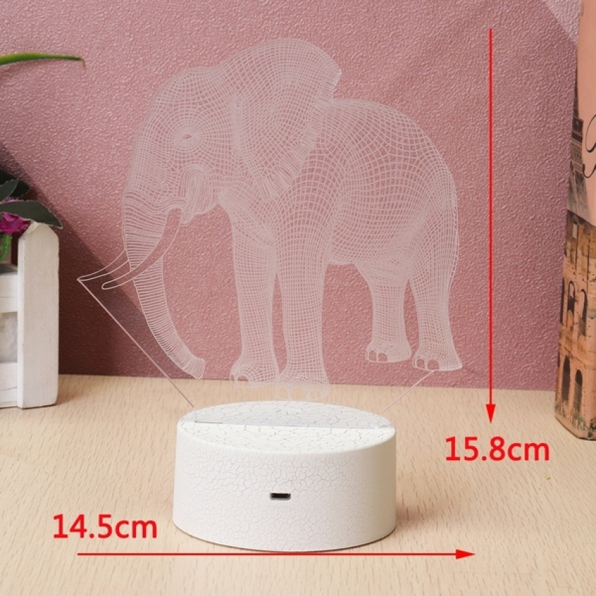 7 color chagning 3D Elephant LED optical illusion Night Light that ...