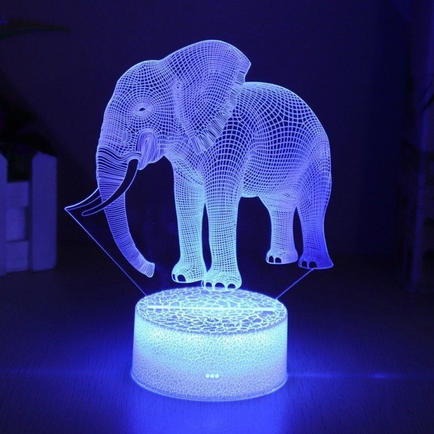 7 color chagning 3D Elephant LED optical illusion Night Light that ...