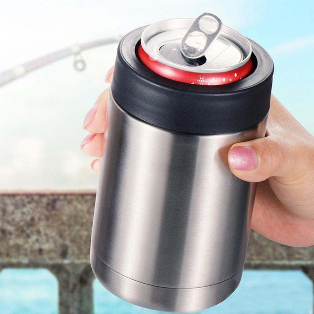 12oz Portable Double Wall Vacuum Flask Insulated Beer Bottle Cold ...